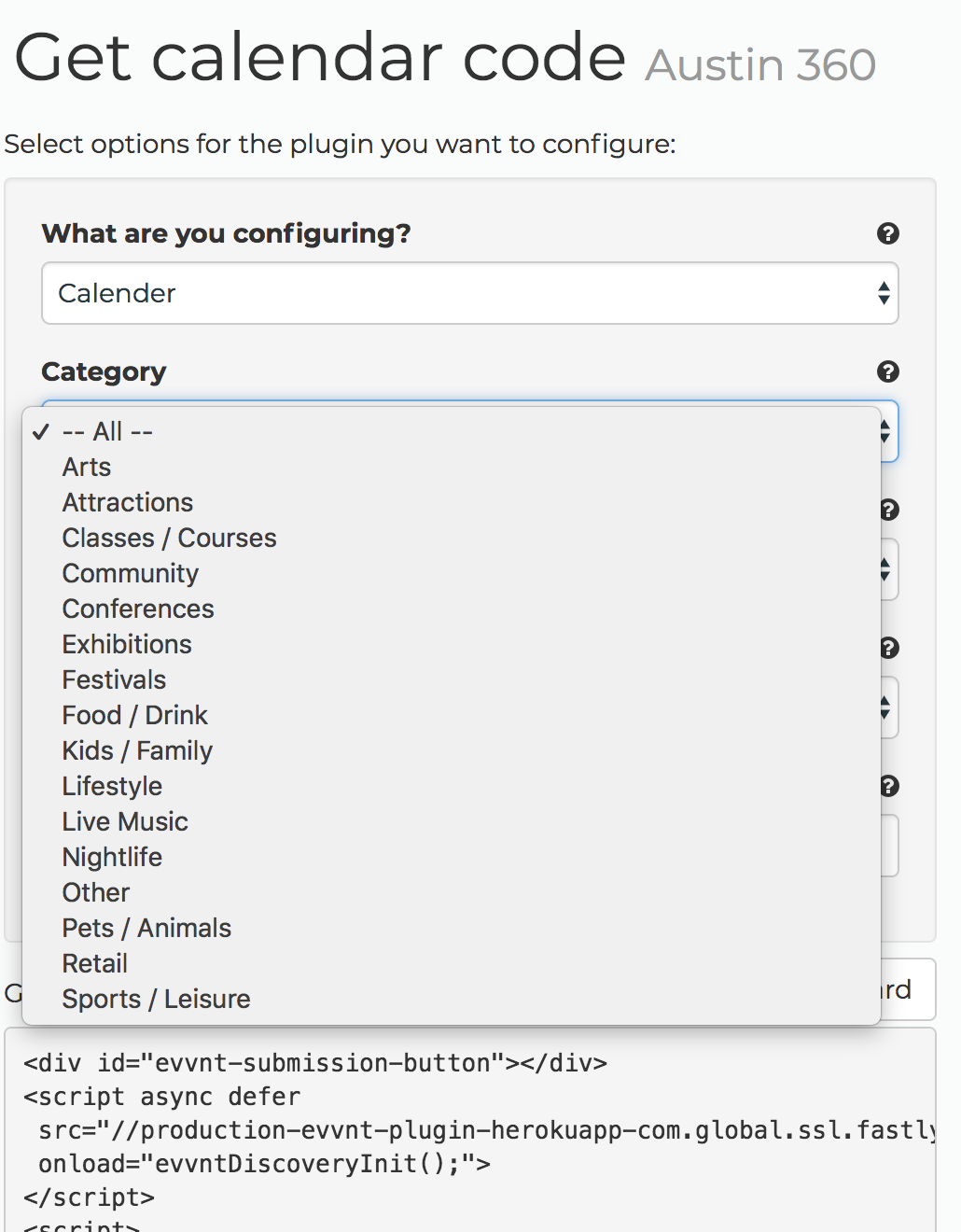 Get Code - Adding calendars to your site – Partners