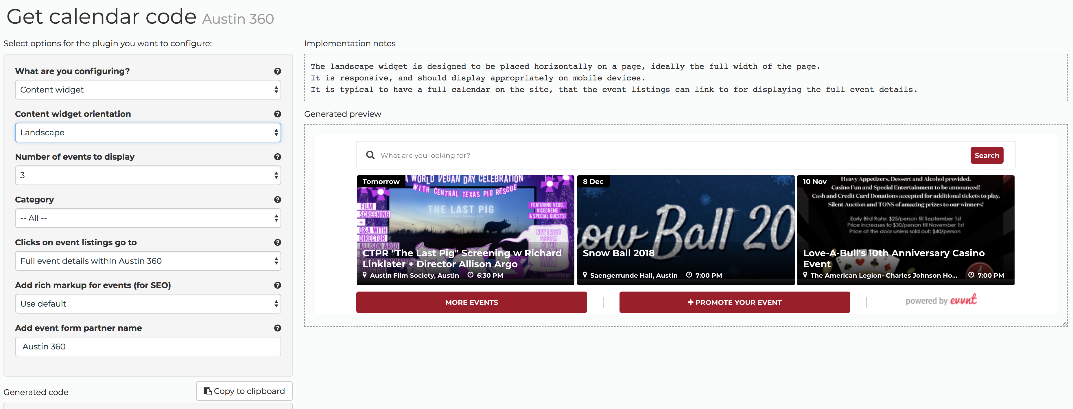 Get Code - Adding calendars to your site – Partners