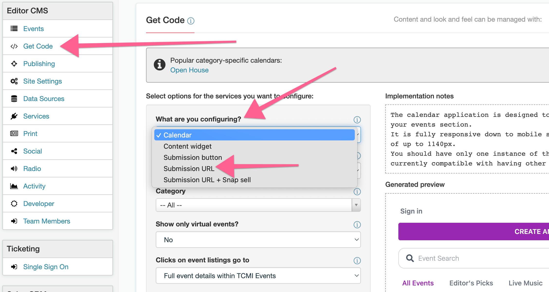 Get Code - Adding calendars to your site – Partners